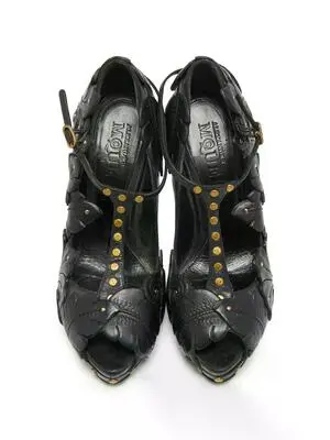 Alexander McQueen Leather Studded Peep-toe Pumps