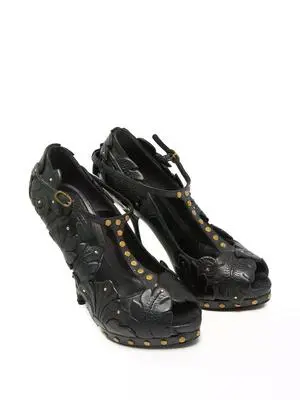 Alexander McQueen Leather Studded Peep-toe Pumps