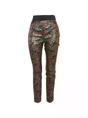 Dolce & Gabbana Green Flower Jacquard Trousers