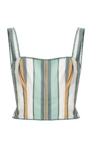 ILIO NEMA Ilio Nema Jupiter Striped Cotton-Blend Cropped Top