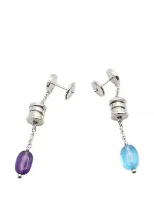 BVLGARI 18k White Gold Amethyst And Blue Topaz B.zero1 Earrings