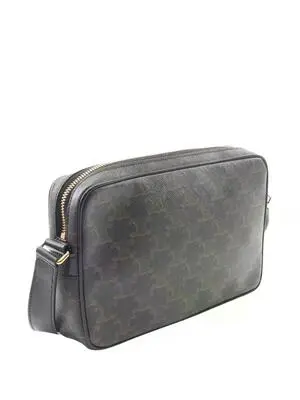 Celine Triomphe Coated Canvas Logo Crossbody Bag - Black