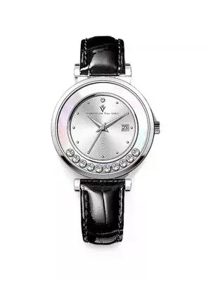 CHRISTIAN VAN SANT Bria 40mm Watch With Crystal Embellishments - Silver