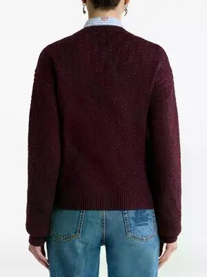 Etro Cropped Cable-knit Sweater With Peacock Embroidery - Red