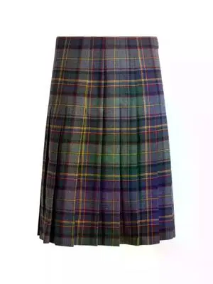 Etro Pleated Check Wool Skirt