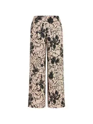 SOLAQUA Giulia Floral-print Trousers - Neutrals