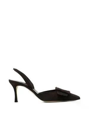 Manolo Blahnik Maysli Buckle Detail Slingback Pumps - Brown
