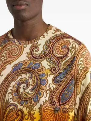 Etro Cotton Jersey Sweater With Degradé Paisley Motif