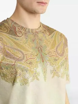 Etro Cotton-jersey T-shirt With Placed Paisley Pochette Print