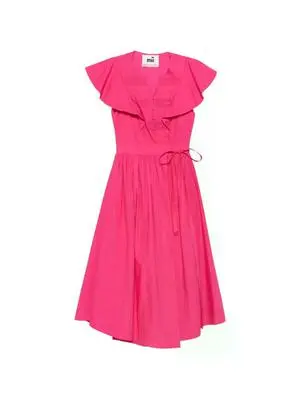 MII Lea Ruffled-sleeve Midi Dress
