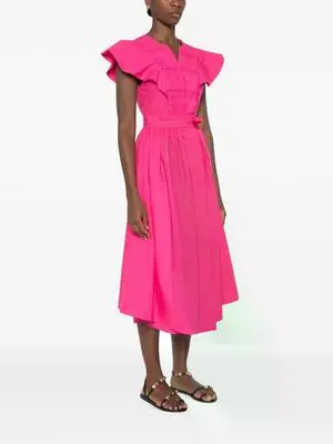 MII Lea Ruffled-sleeve Midi Dress