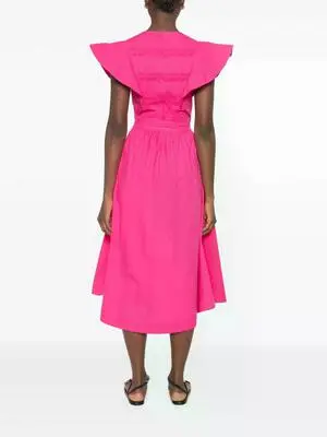 MII Lea Ruffled-sleeve Midi Dress