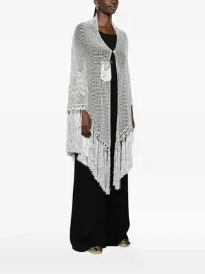 CHIARA IS Crochet-knit Poncho With Fringed Trim