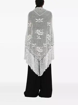 CHIARA IS Crochet-knit Poncho With Fringed Trim