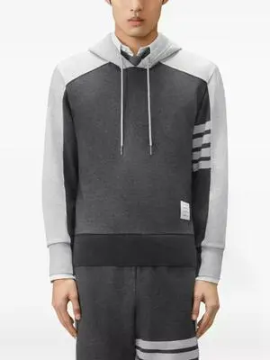Thom Browne 4-bar Colour-block Hoodie - Grey