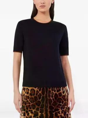 Max Mara Fine Knit Contrast Trim T-shirt - Blue