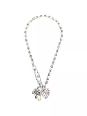 N°21 Crystal-embellished Heart Pendant Necklace - Silver