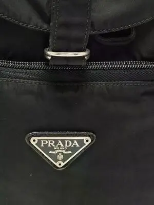 Prada Drawstring Triangle Logo Backpack