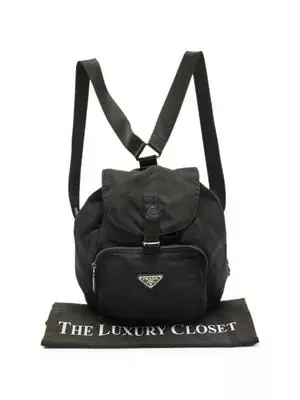 Prada Drawstring Triangle Logo Backpack