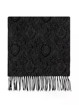 Etro Paisley-jacquard Fringed Scarf - Black