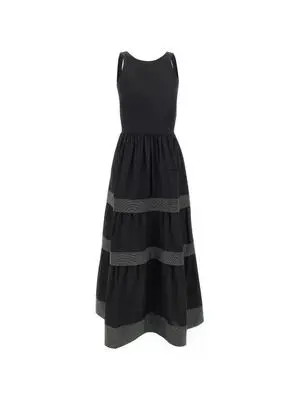 BOSS Tiered Striped-trim Dress