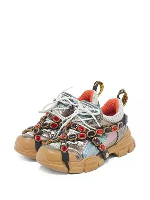 Gucci Gucci Flashtrek Crystal Embellished Sneakers Gold