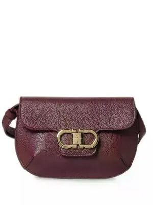 FERRAGAMO Mini Double Gancini Cross Body Bag - Red