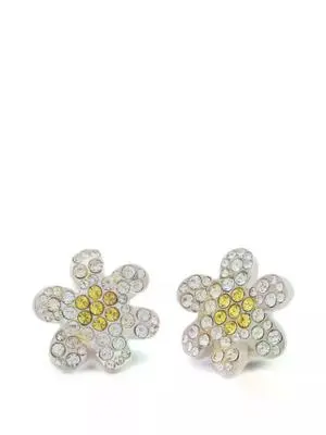 Marni Daisy Stud Earrings With Pavé Rhinestones - Silver