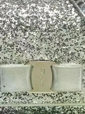 FERRAGAMO Vara Bow Glitter Top Handle Bag