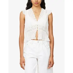 Free People Embroidered Cotton Top - Ivory