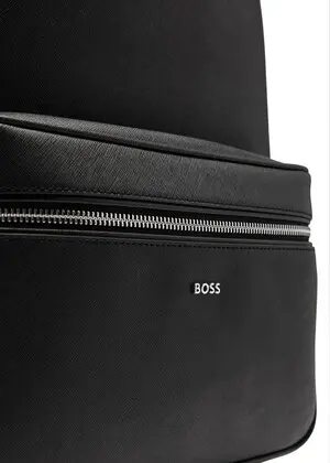 BOSS Saffiano Leather Backpack With Logo Detail