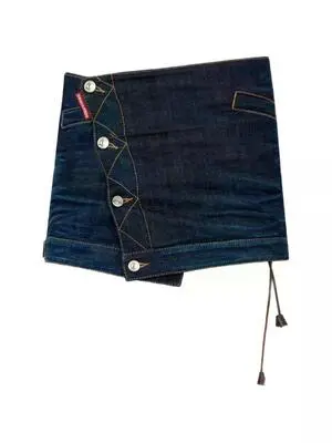 Dsquared2 Asymmetric Wrap Denim Mini Skirt - Blue