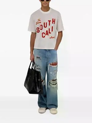 Amiri Flannel Repair Baggy Jeans - Blue