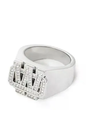 Off-White Embellished Arrow Signet Ring
