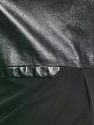 Gucci Leather Bodice Draped Midi Dress