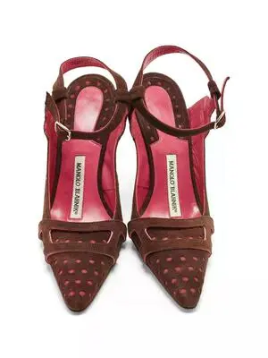 Manolo Blahnik Perforated Ankle-strap Heeled Pumps