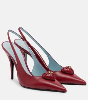 Valentino Garavani Cour Royal Leather Slingback Pumps - Red
