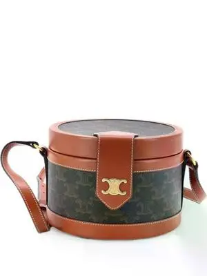 Celine Tambour Triomphe Coated Canvas Medium Crossbody Bag - Brown