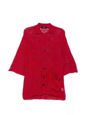Y’s Mexican Tile Pattern Knitted Shirt - Red