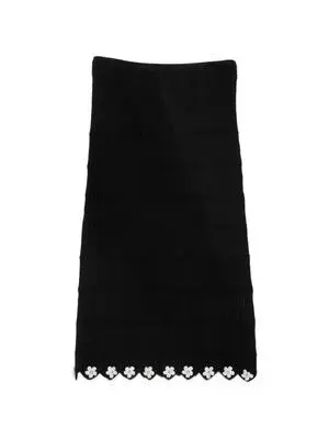 Maje Knitted Midi Skirt With Flower Embellishments