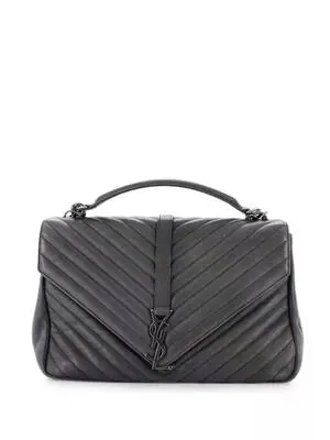 Saint Laurent Matelasse Chevron Leather Shoulder Bag - Grey