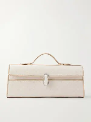 Savette Savette Slim Symmetry Clutch In Canvas And Leather Neutrals