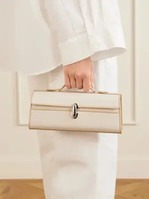 Savette Slim Symmetry Clutch In Canvas And Leather