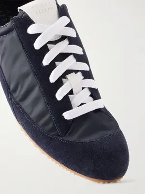 JAMIE HALLER Sacchetto Leather And Suede-trimmed Shell Sneakers - Blue