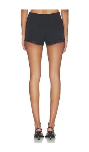 BY.DYLN Micro Shorts With Lace Trim And Belt Detail