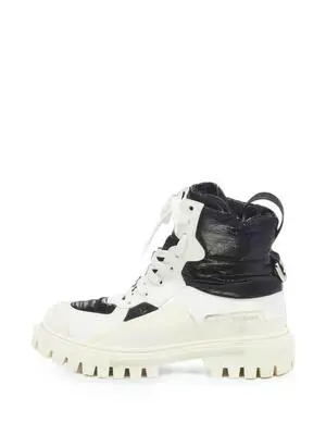 Dolce & Gabbana Lace-up Leather Combat Boots - White