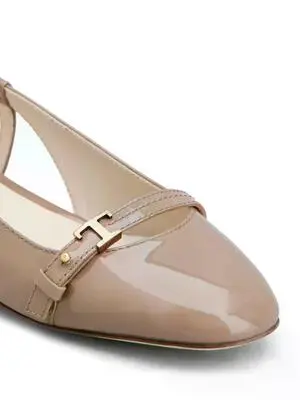 TOD'S Leather Ballerina Shoes With Logo Plaque