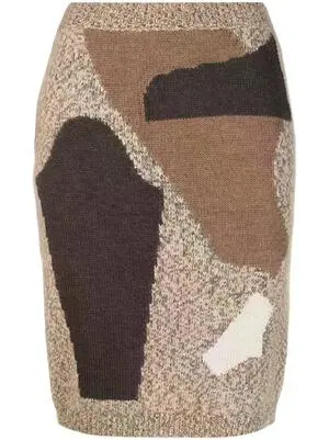 Moschino Intarsia Knit Pencil Skirt - Neutrals