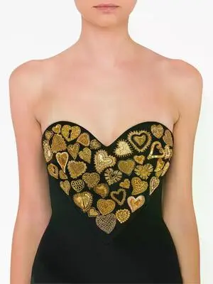 Moschino Sweetheart Neck Embroidered Minidress