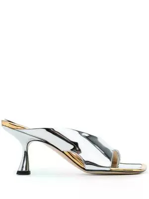 WANDLER Julio Metallic Leather Mules - Silver